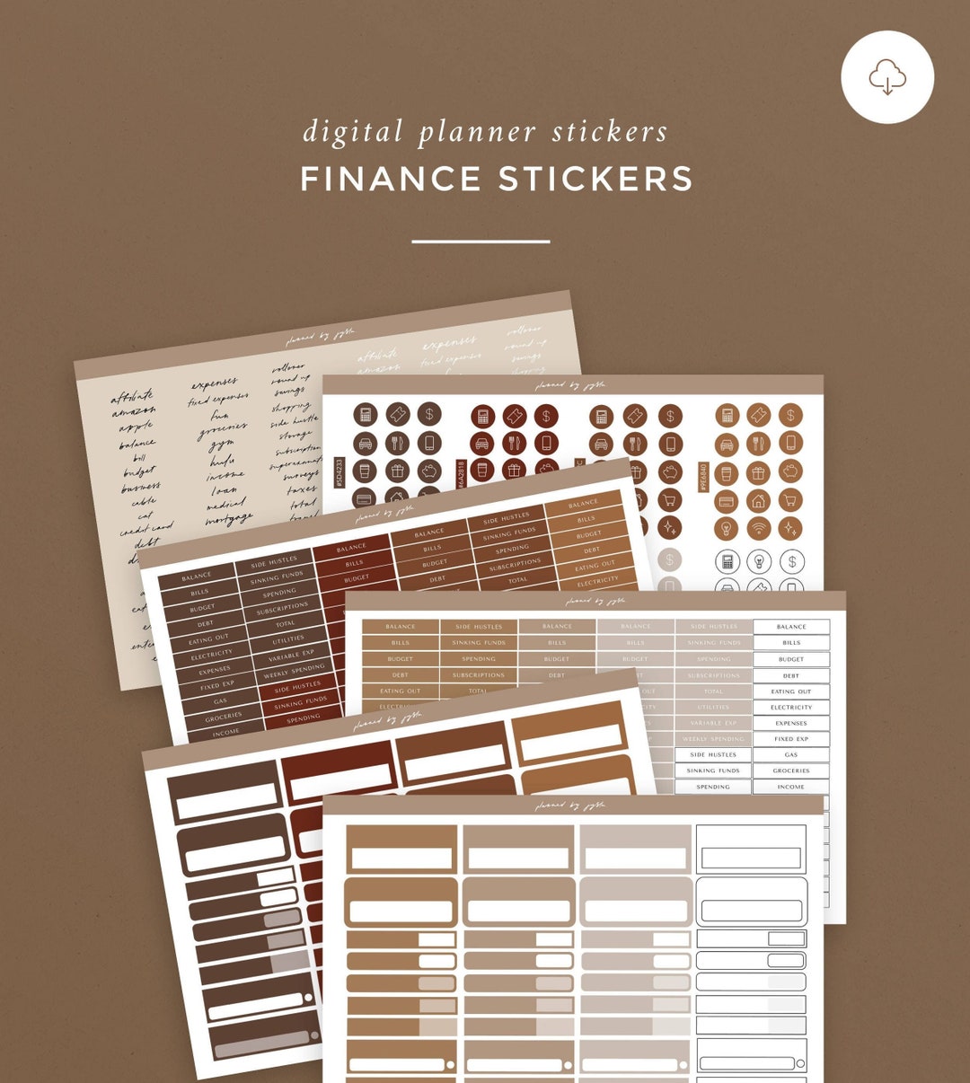 Finance Stickers (earthy) - Goodnotes Planners Notebook - Budgeting ...