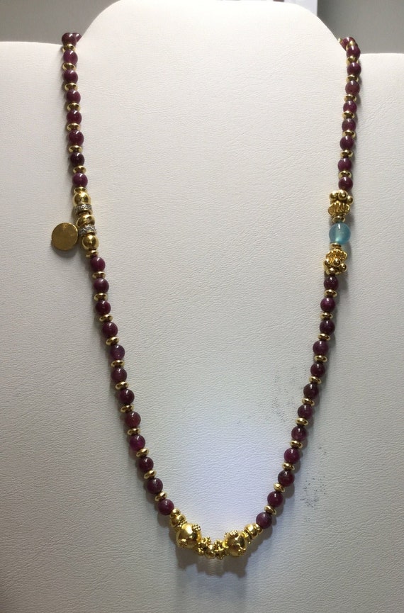 Ruby Beaded Necklace - Etsy