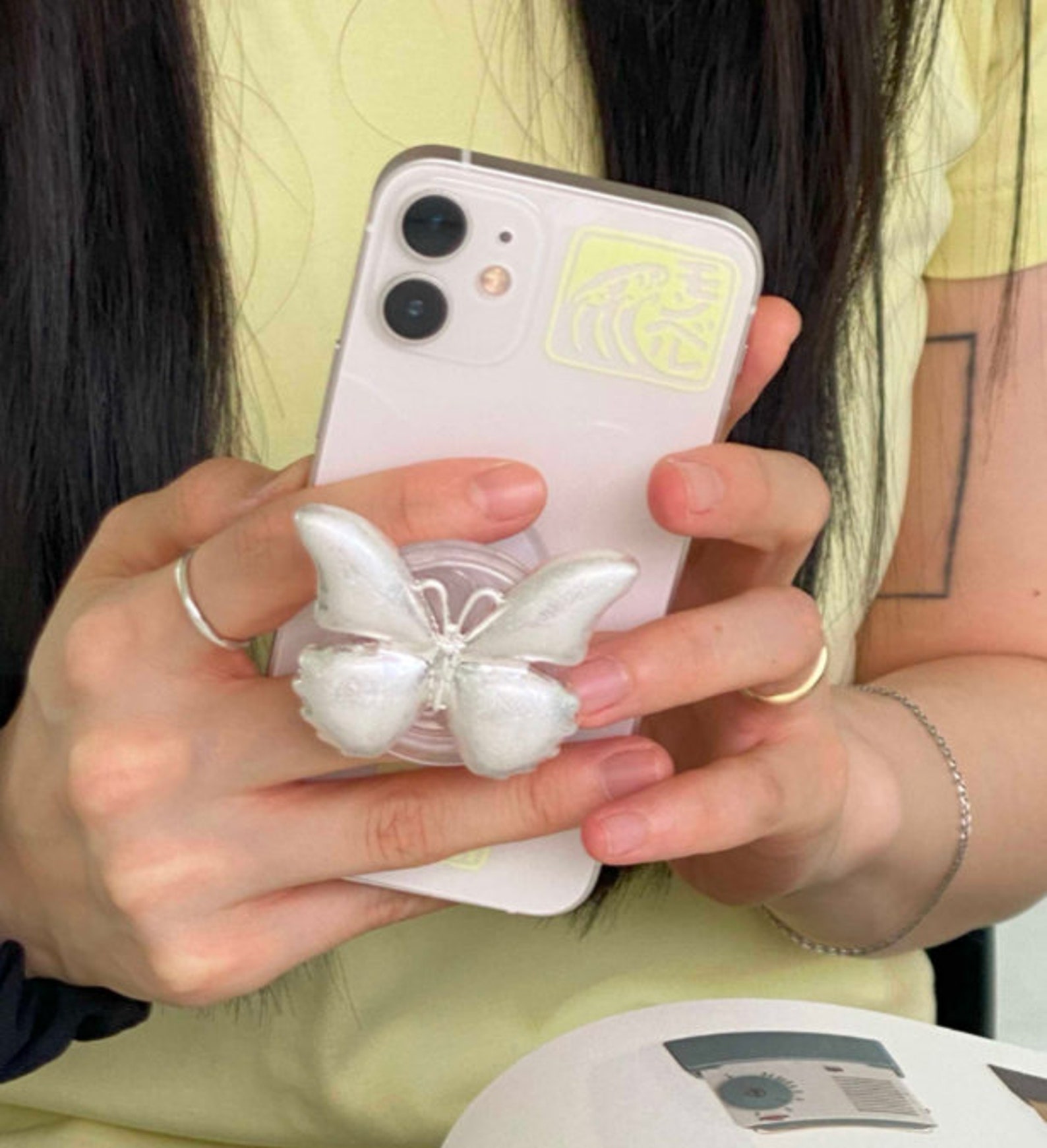 Vintage Silver Butterfly Phone Grip – Chrome Griptok for Iphone, Elegant Y2K Aesthetic Pop ...