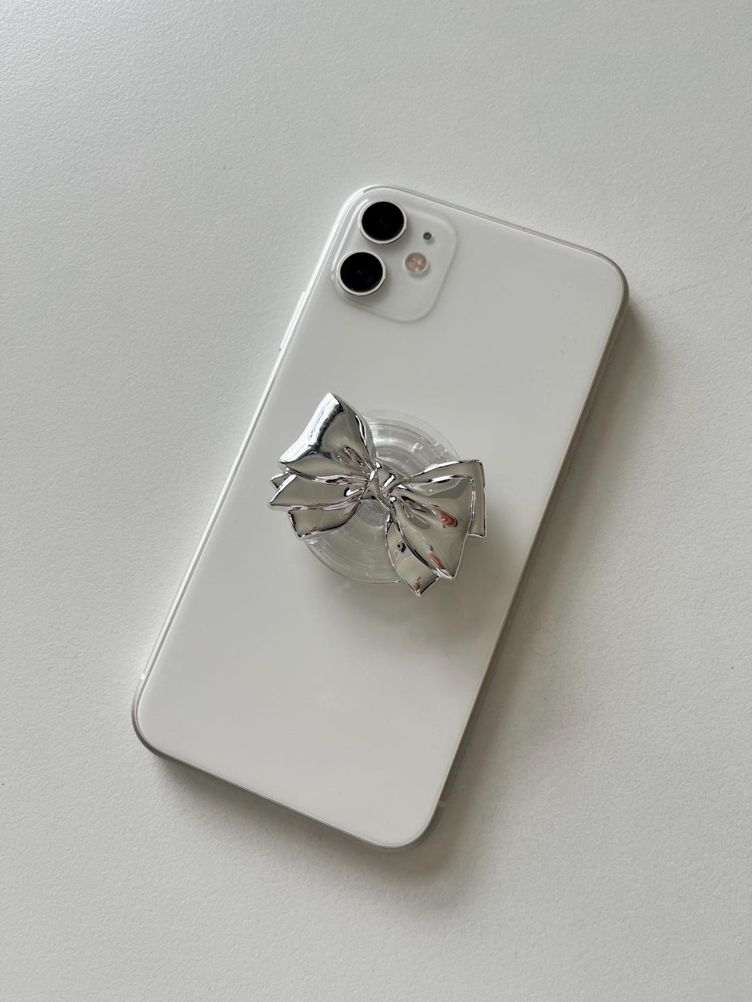 Metallic Silver Bow Phone Grip – Y2K Style Popsocket Holder - Etsy
