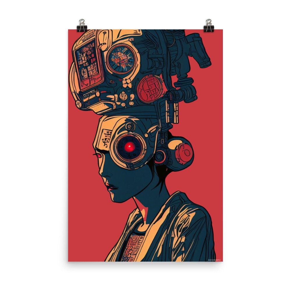 Cyberpunk Visionary: Futuristic Android Wall Art Print in - Etsy