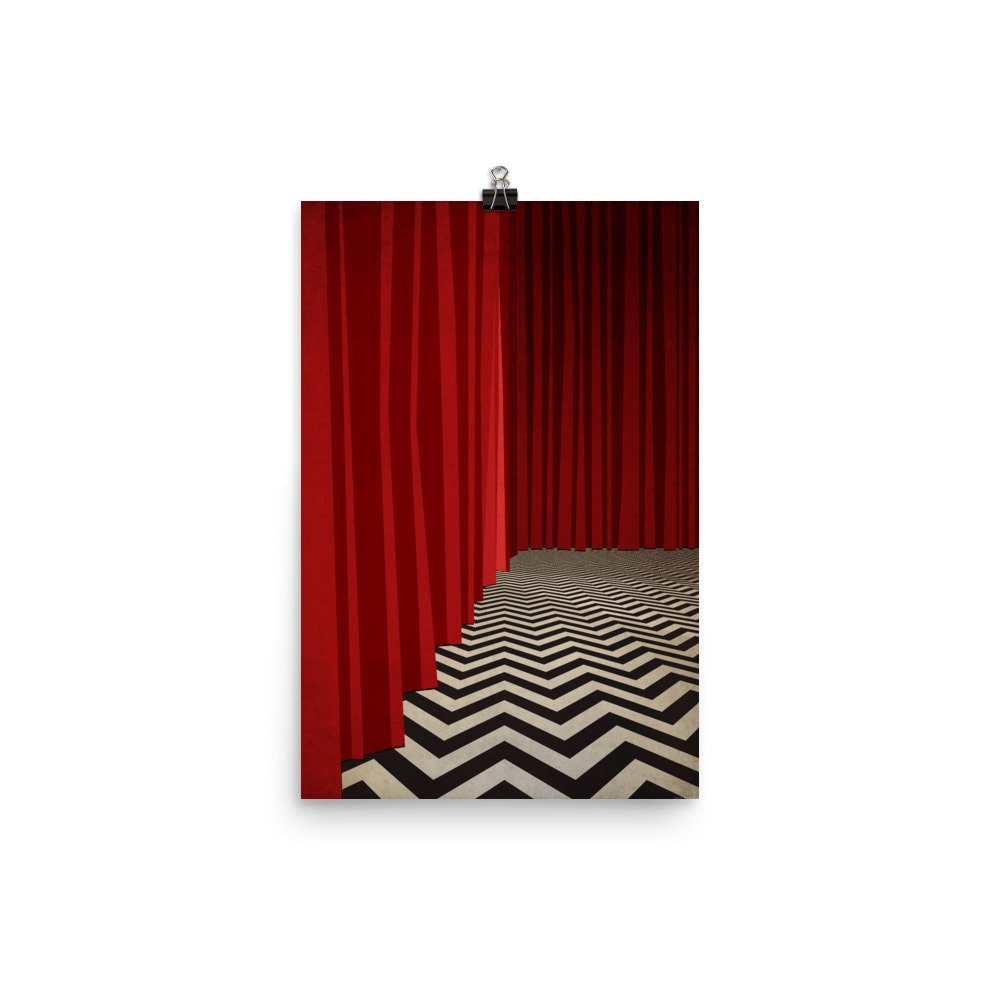 Twin Peaks Poster Print Red Room Black Lodge Chevron Floor | Etsy