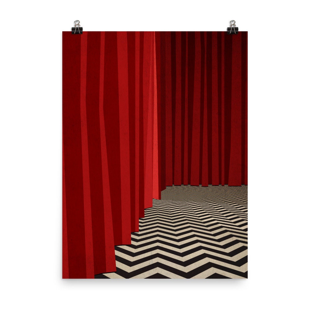 Twin Peaks Poster Print Red Room Black Lodge Chevron Floor | Etsy