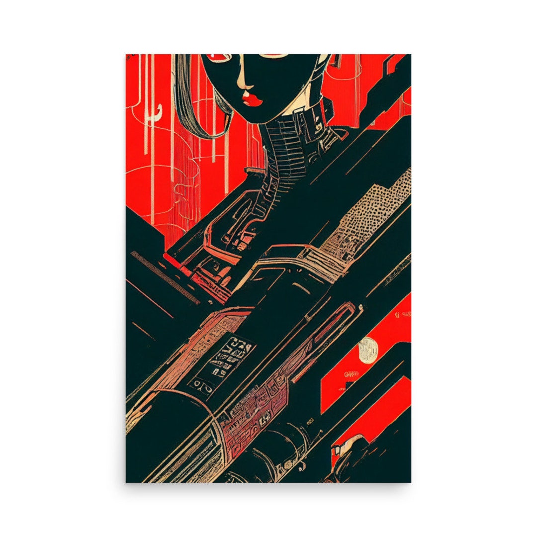 Cyberpunk Poster, Beautiful Asian Robot Poster, Android Poster Art ...