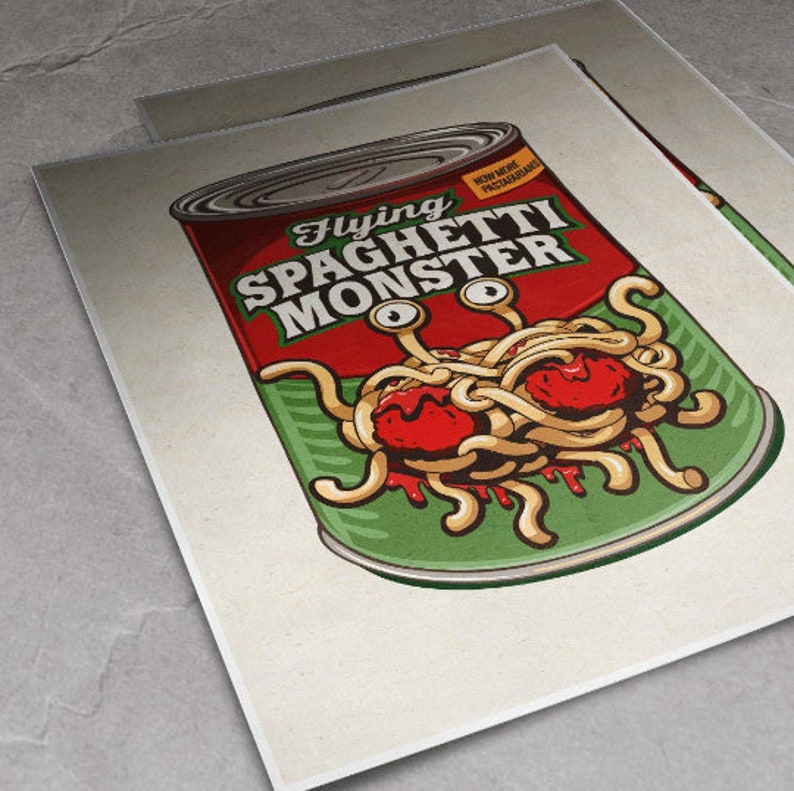 Flying Spaghetti Monster Poster Print FSM Ramen - Etsy