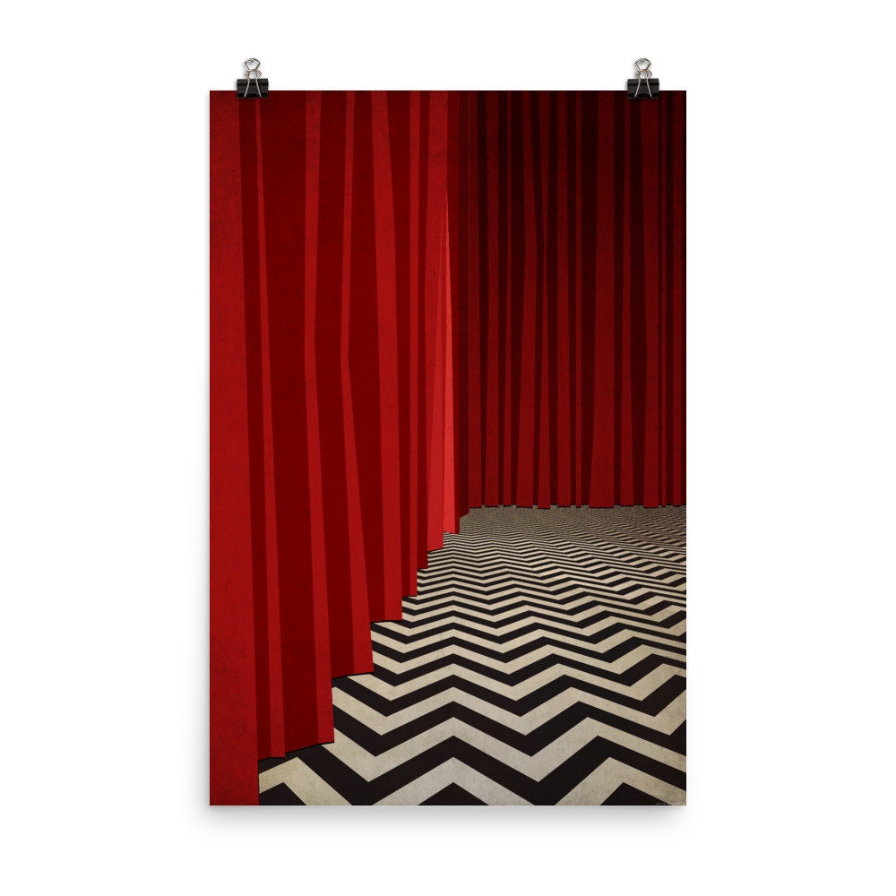 Twin Peaks Poster Print Red Room Black Lodge Chevron Floor | Etsy