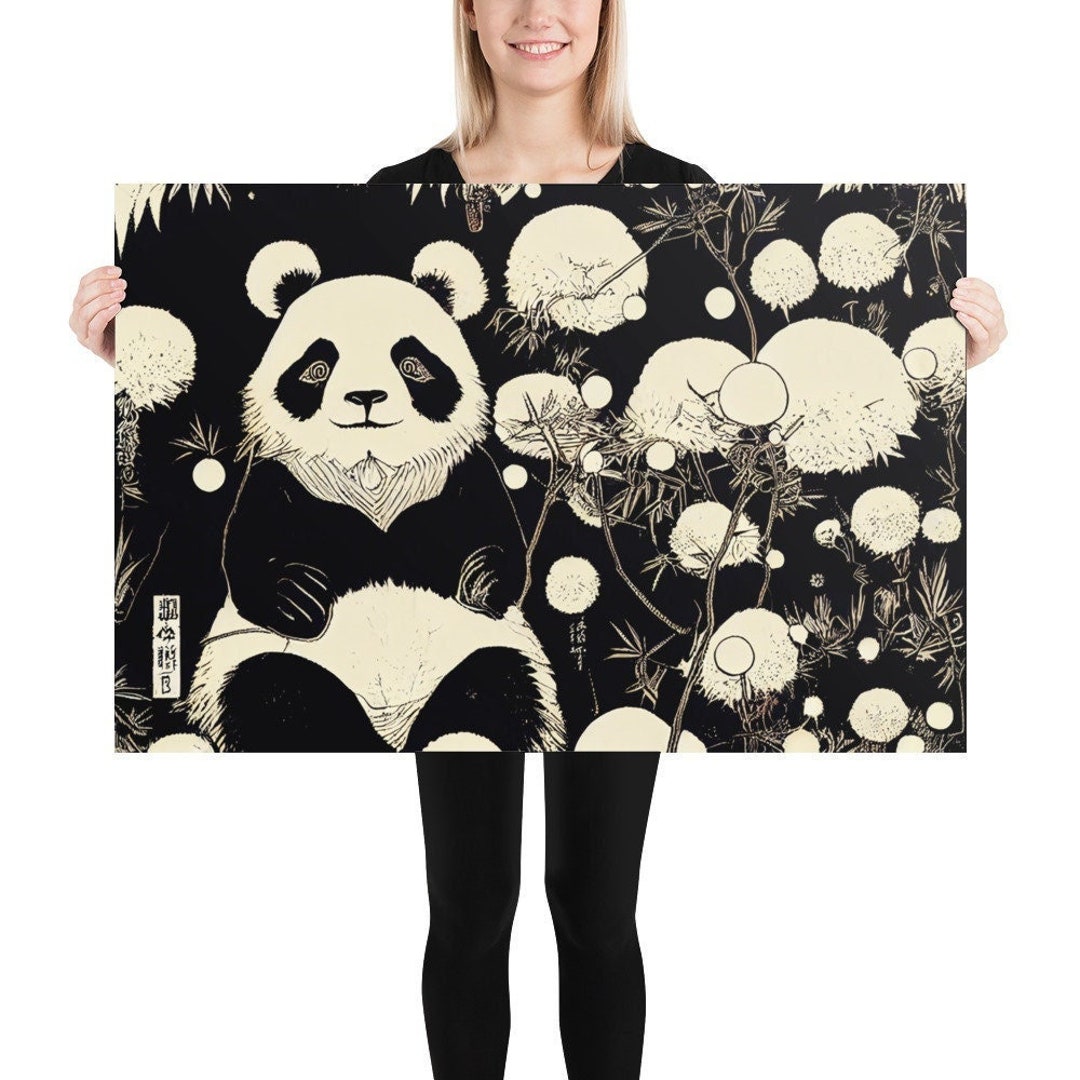 Happy Panda Poster: Psychedelic Flower Art Print - Etsy