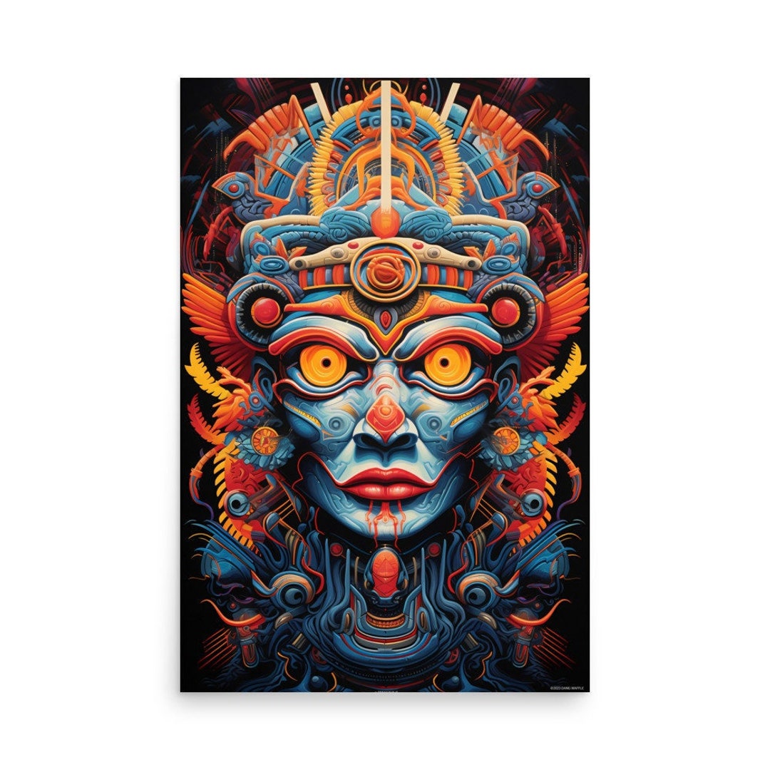 Aztec Warrior Art Print: Vibrant Tribal Fusion Wall Decor - Etsy