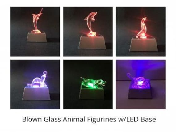Blown Glass Animal Figurines With Removable LED Base | Etsy