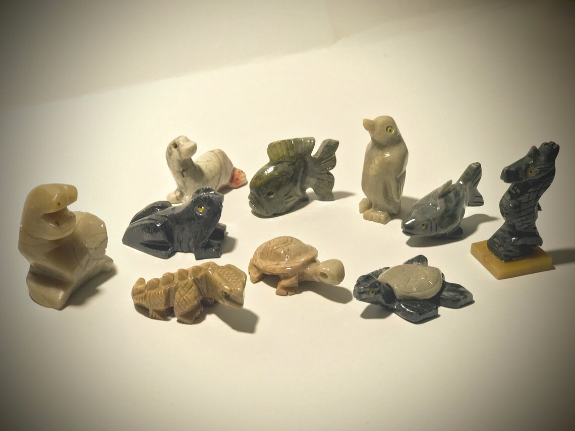 10 Piece Hand Carved Soapstone Miniature Figurines 1.5h | Etsy