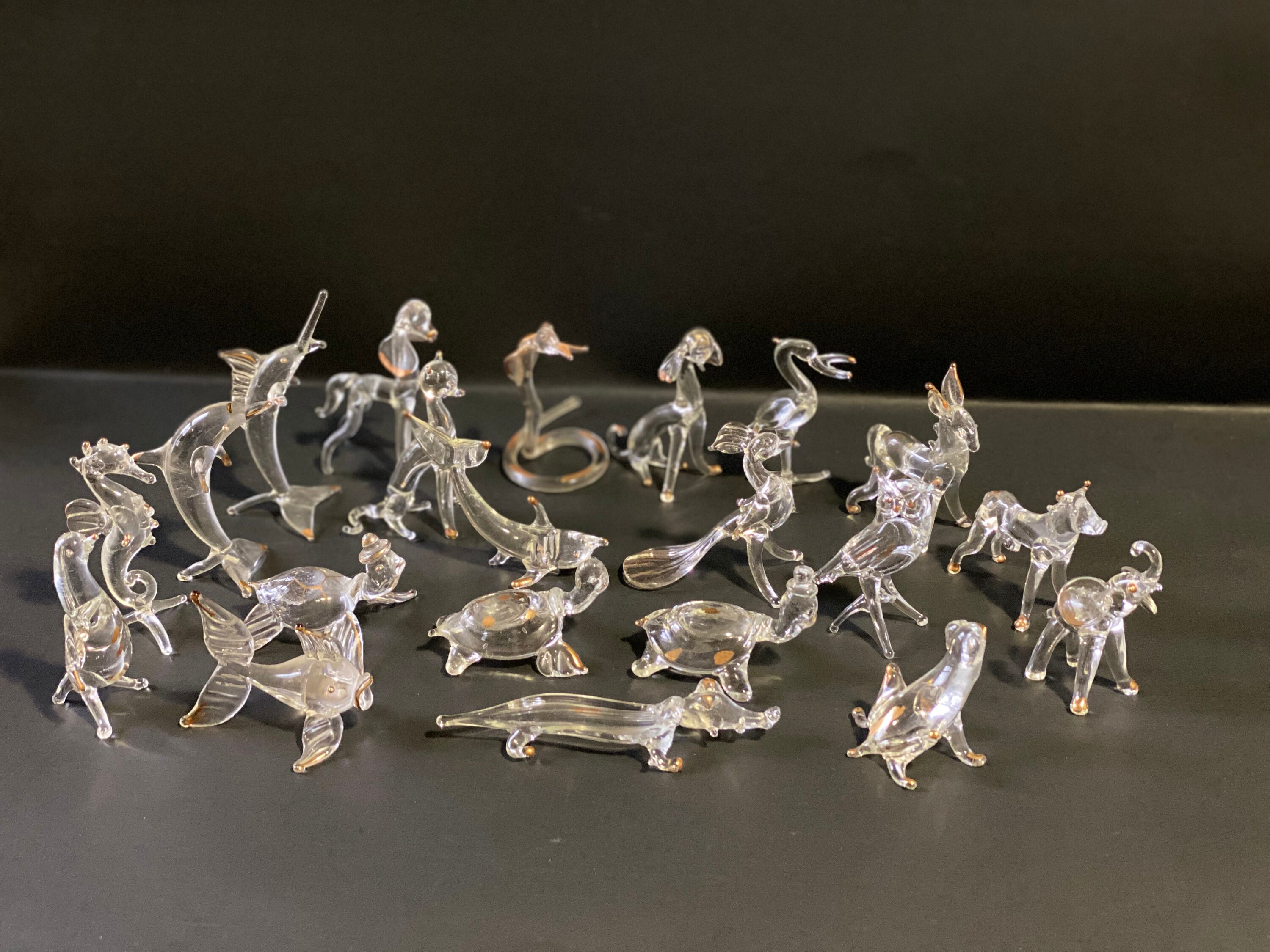 Set of 22 Blown Glass Assorted Animal Figurines | Etsy