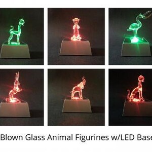 Blown Glass Animal Figurines With Removable LED Base - Etsy