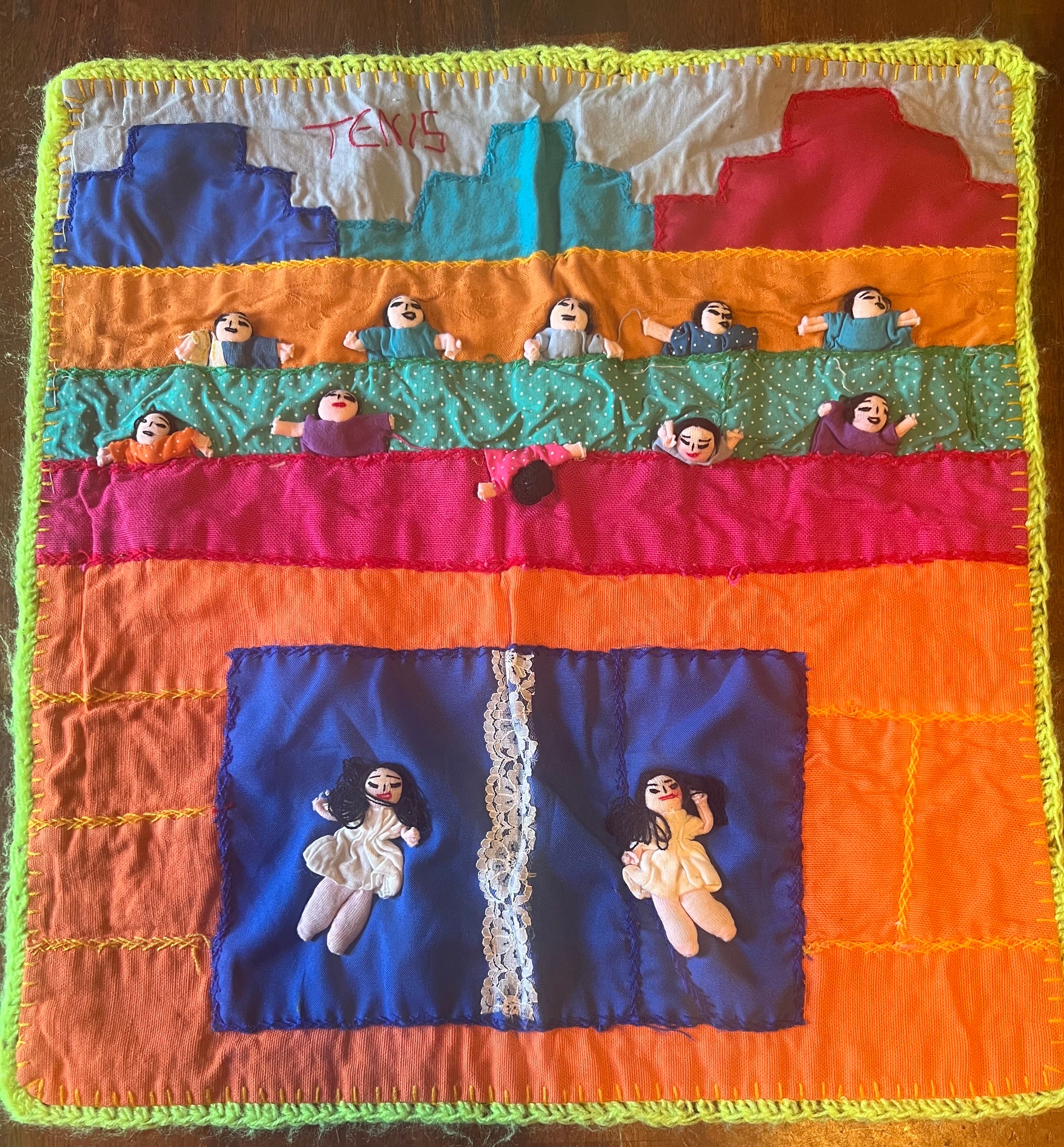 Vintage Peruvian Wall Art, South American Wallhanging Quilt, Colorful ...