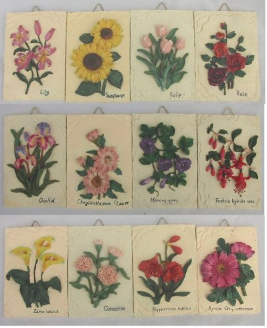 12 Piece Wall Plaque Flower Set - Etsy