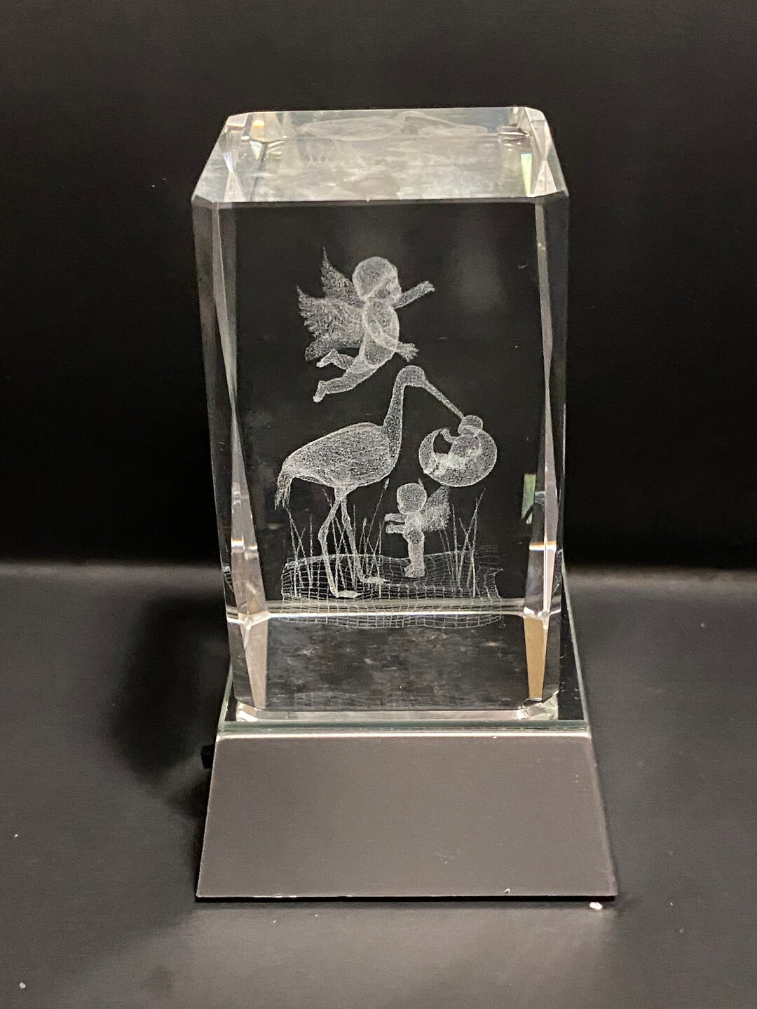 Angel, Stork and Baby Laser Etched 3D Crystals. Size: 2"x2"x3" - Etsy