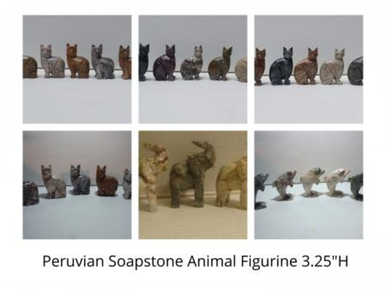 Set of Five Soapstone Animal Figurines 3.25h Elephant - Etsy