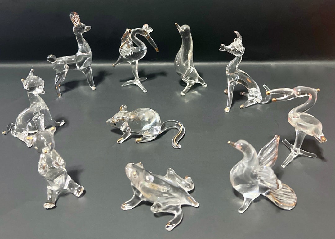 Set of 10 Piece Blown Glass Animal Figurine Set 1.5