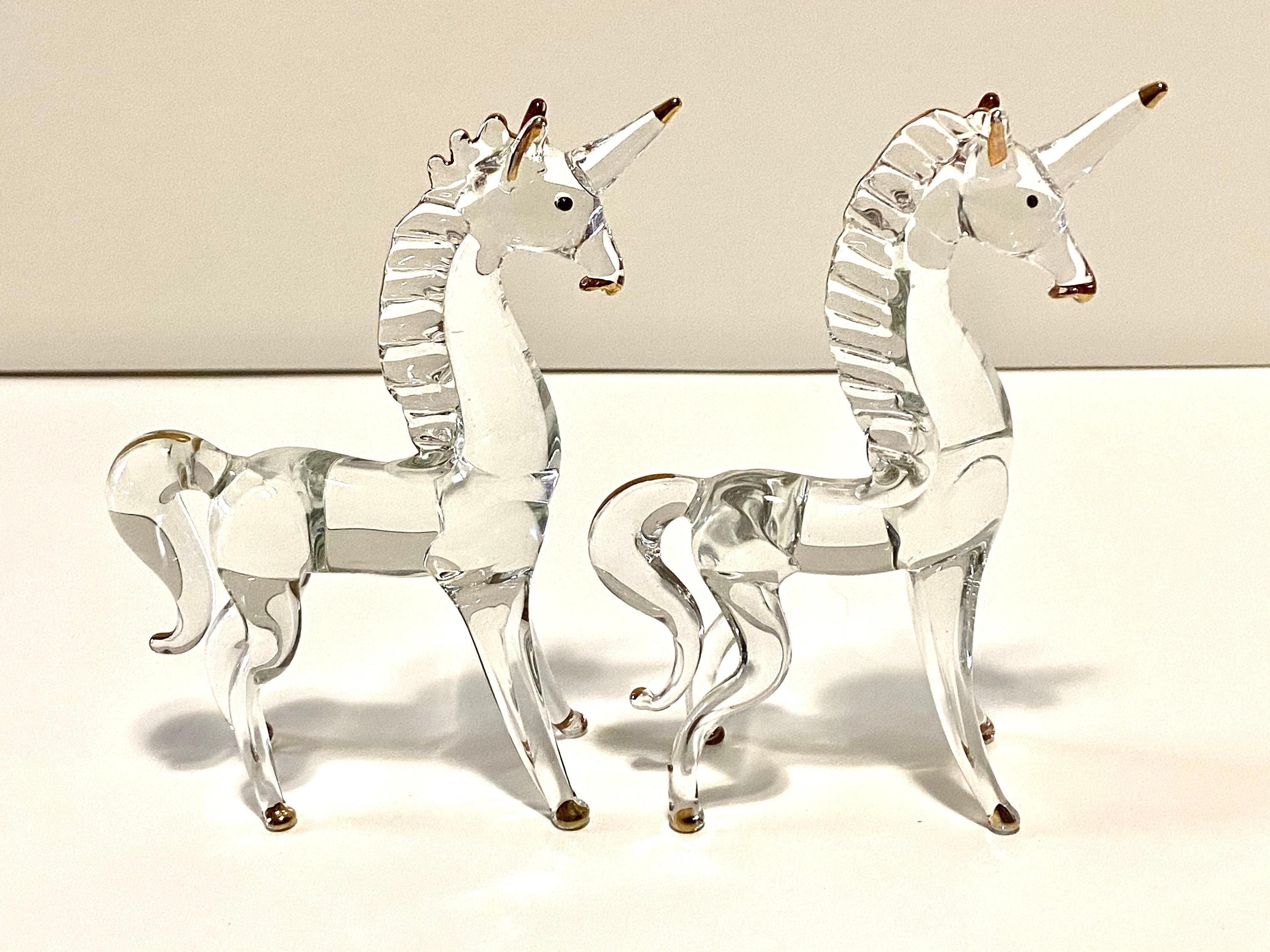 Set of Two/three Blown Glass Unicorn Figurine 3.1h - Etsy