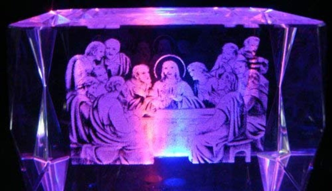 The Last Supper Laser Etched 3D Crystals. Size: 2"x2"x3" - Etsy