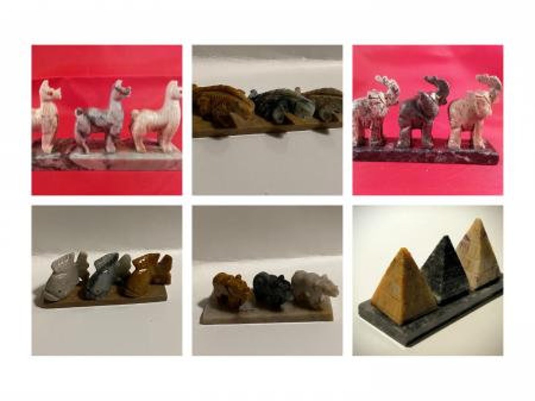 Set of Three Soapstone Animal Figurines - Etsy