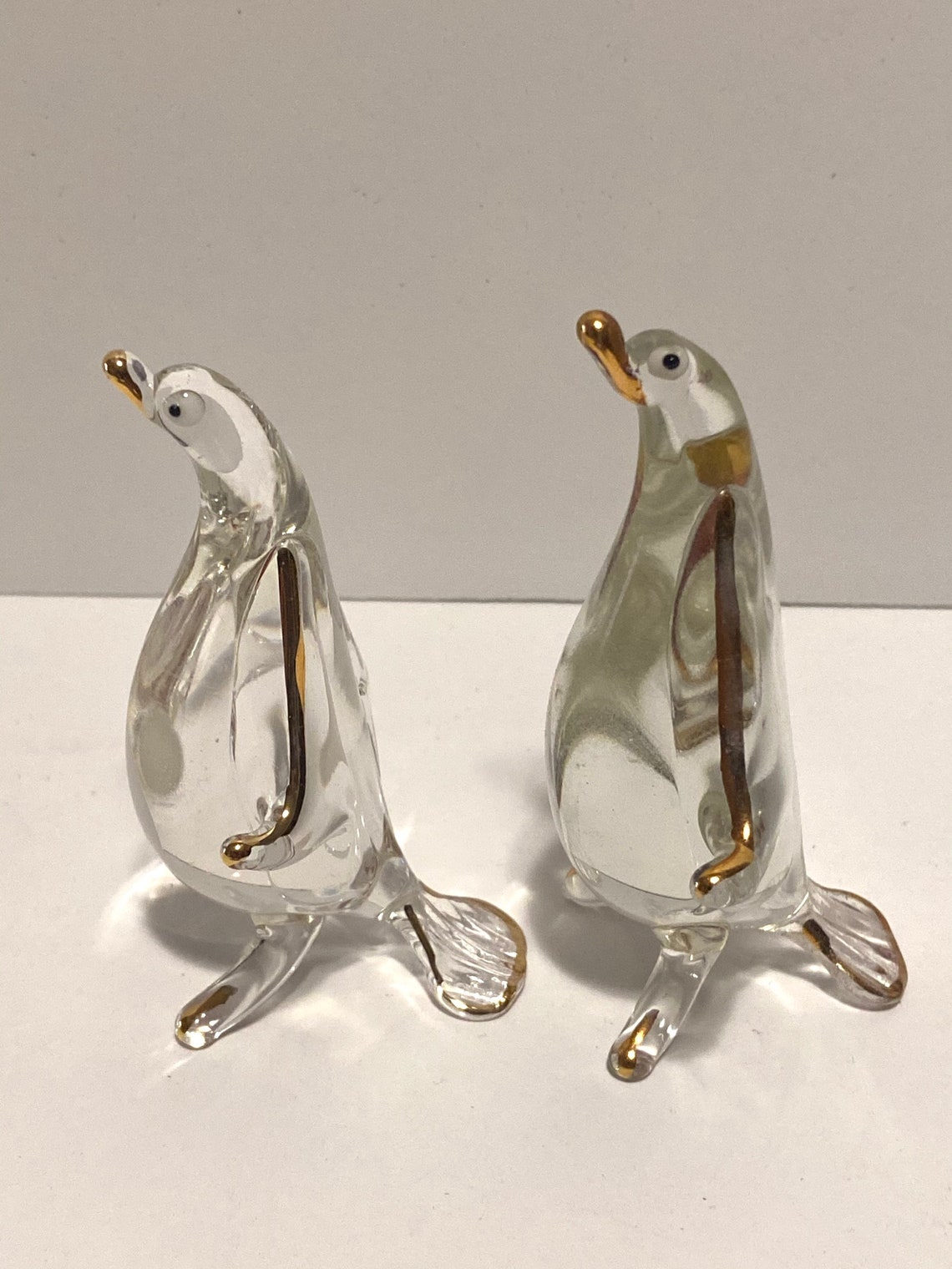 Set of 2 Blown Glass Penguin Figurine 3.5"h - Etsy