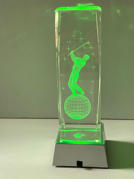 GOLFER Laser Etched 3D Crystals. Size: | Etsy