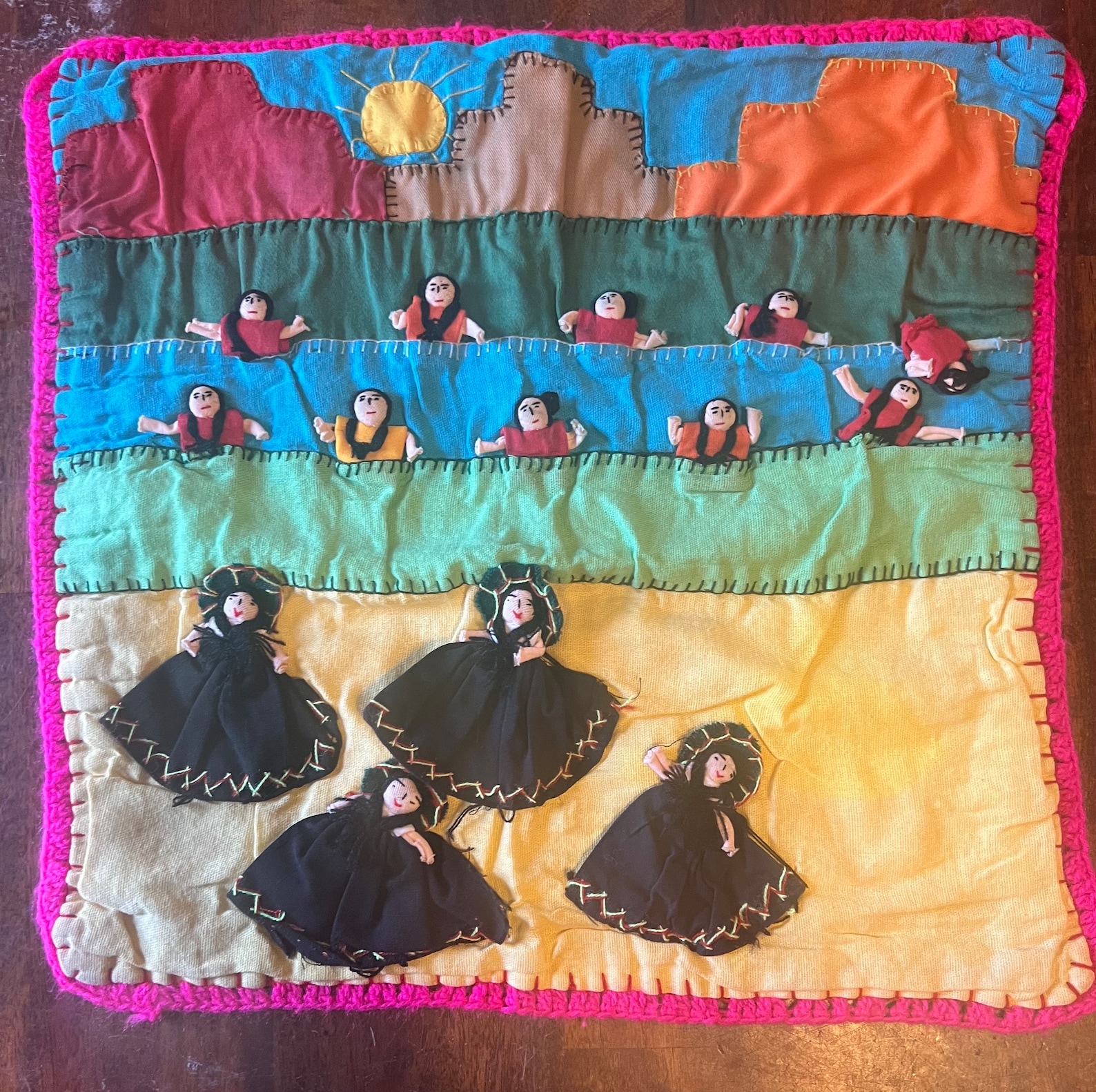 Vintage Peruvian Wall Art, South American Wallhanging Quilt, Colorful ...