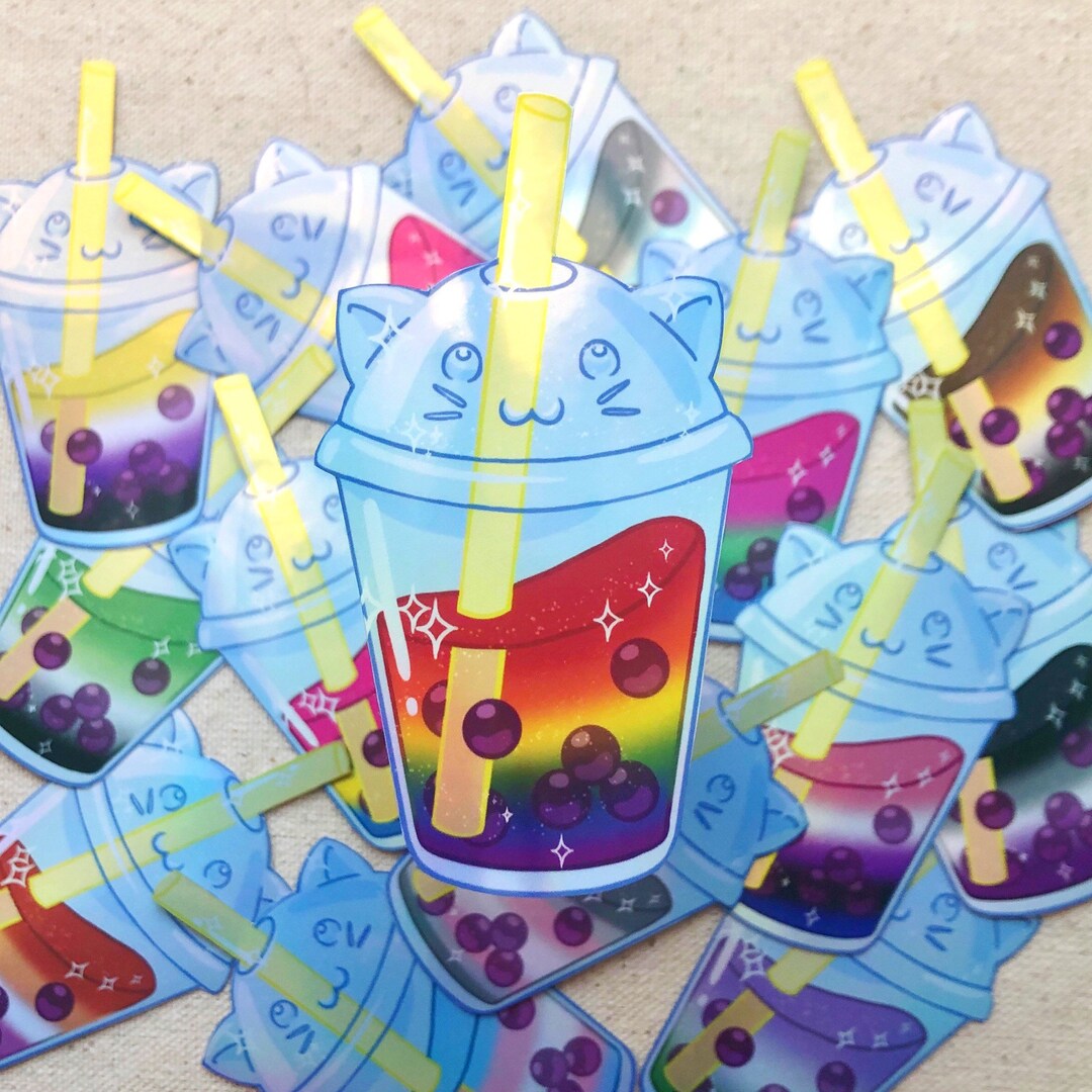 Pride Flag Boba Stickers, Purride Boba Tea, LGBTQ - Etsy