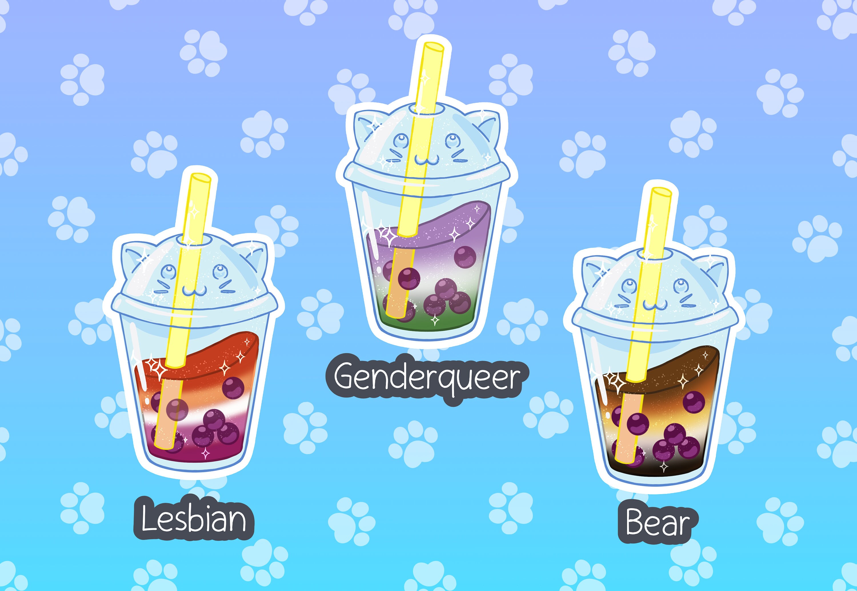 Pride Flag Boba Stickers Purride Boba Tea LGBTQ - Etsy