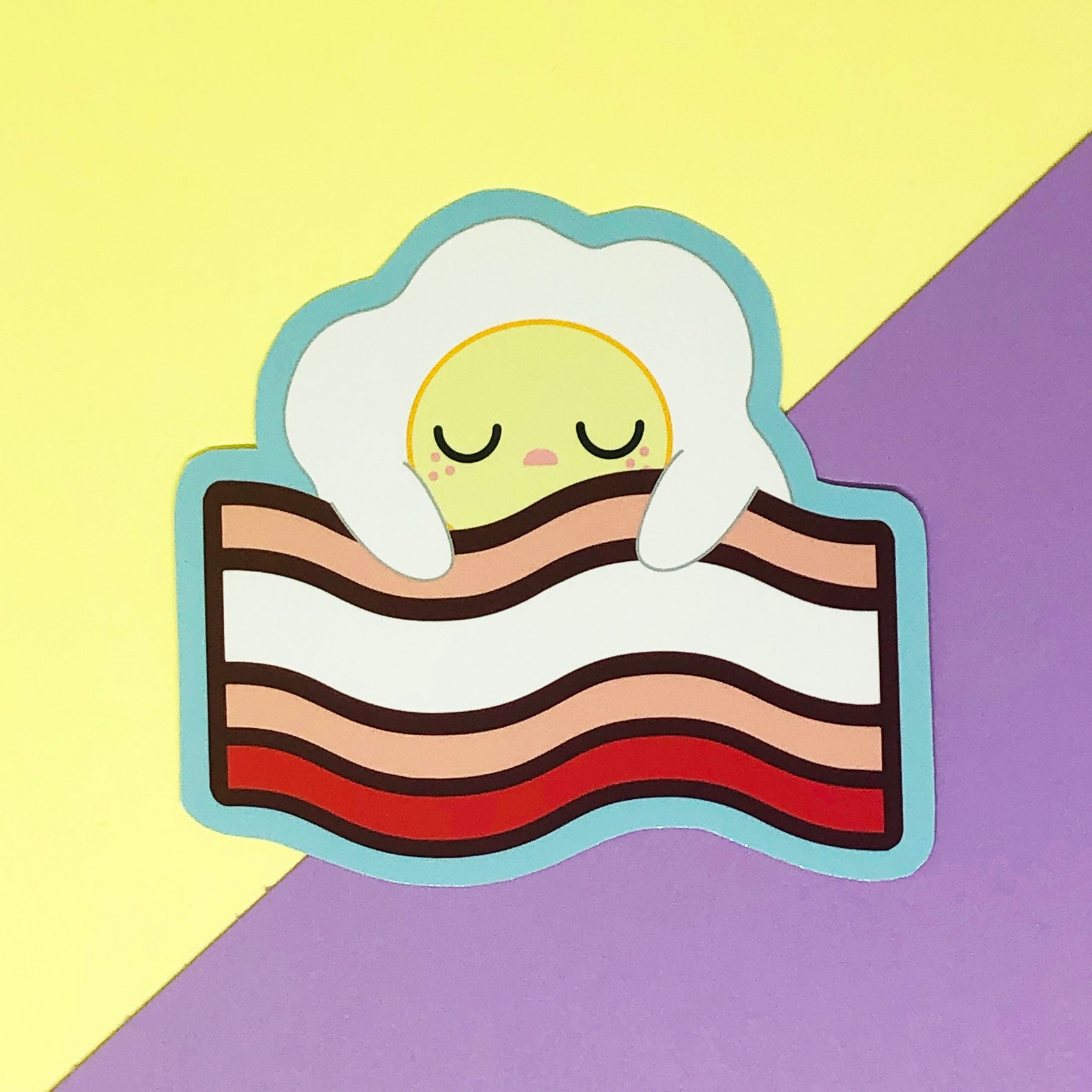 Sleepy Egg with Bacon Blanket Sticker Vinyl Sticker Kawaii | Etsy