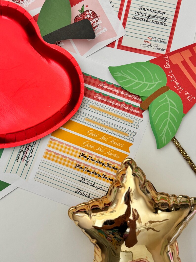 Apple Themed Teacher Appreciation Gift Tags and World's Best Teacher ...