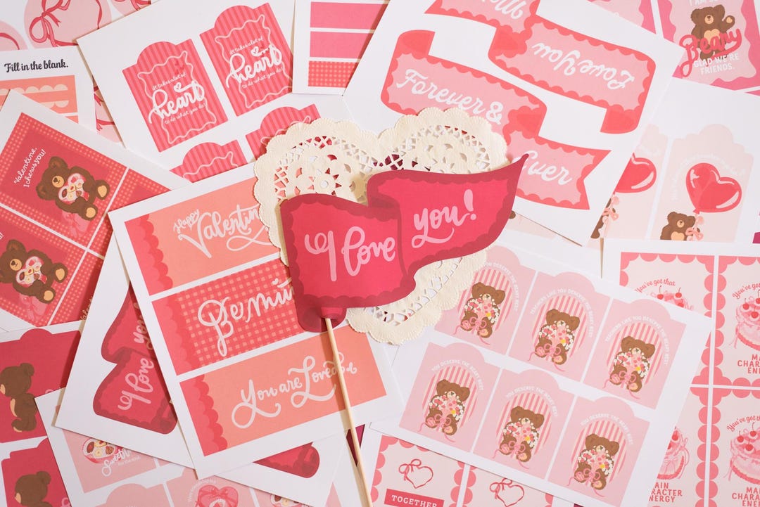 Beary Sweet Teddy Bear Themed Valentine Printable Set | Classroom and ...