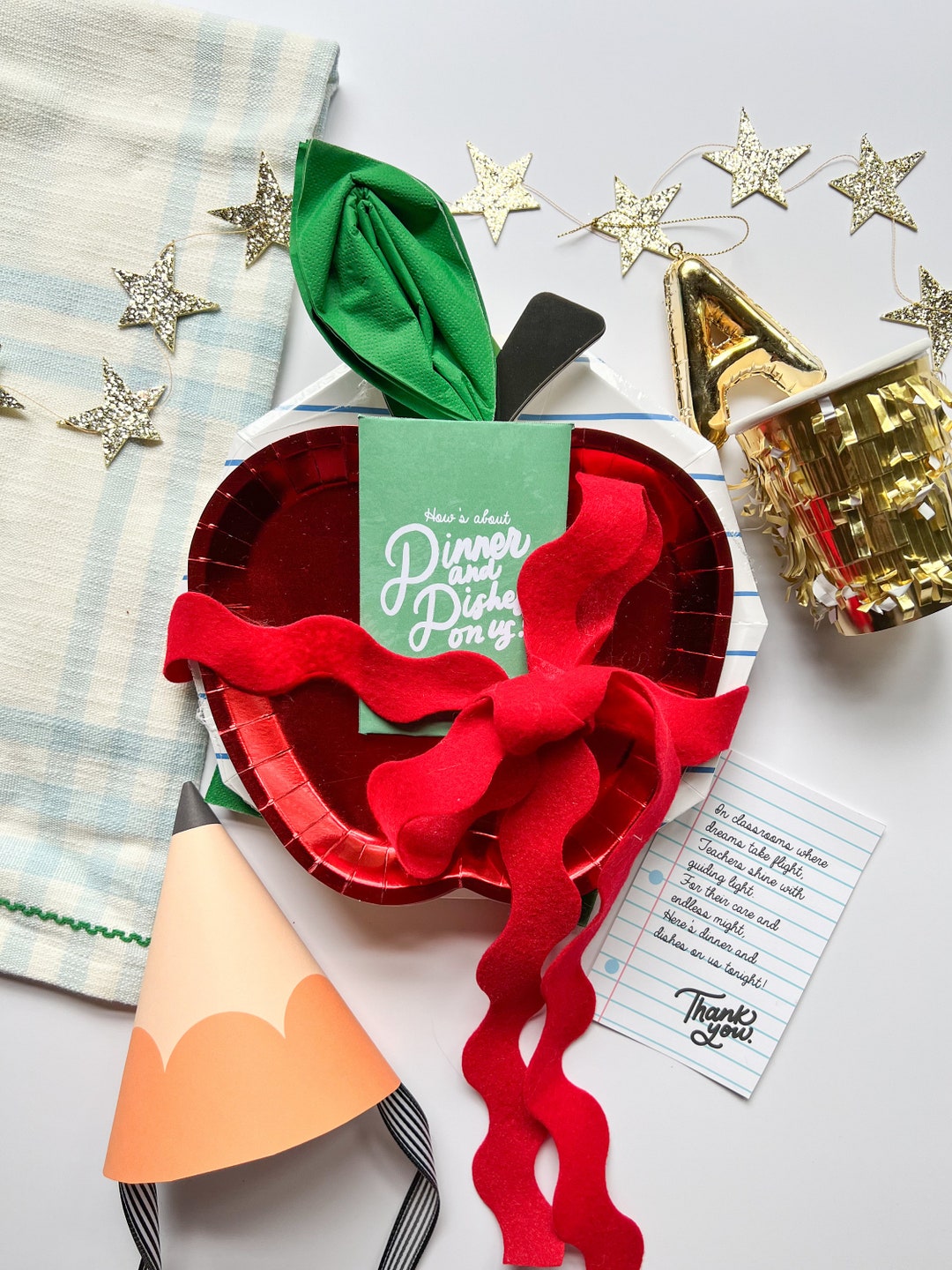 Teacher Appreciation Gift Tag Dinner and Dishes on Us Printable Gift ...