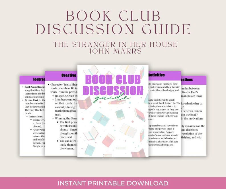 Book Club Discussion Guide: the Stranger in Her House - Etsy