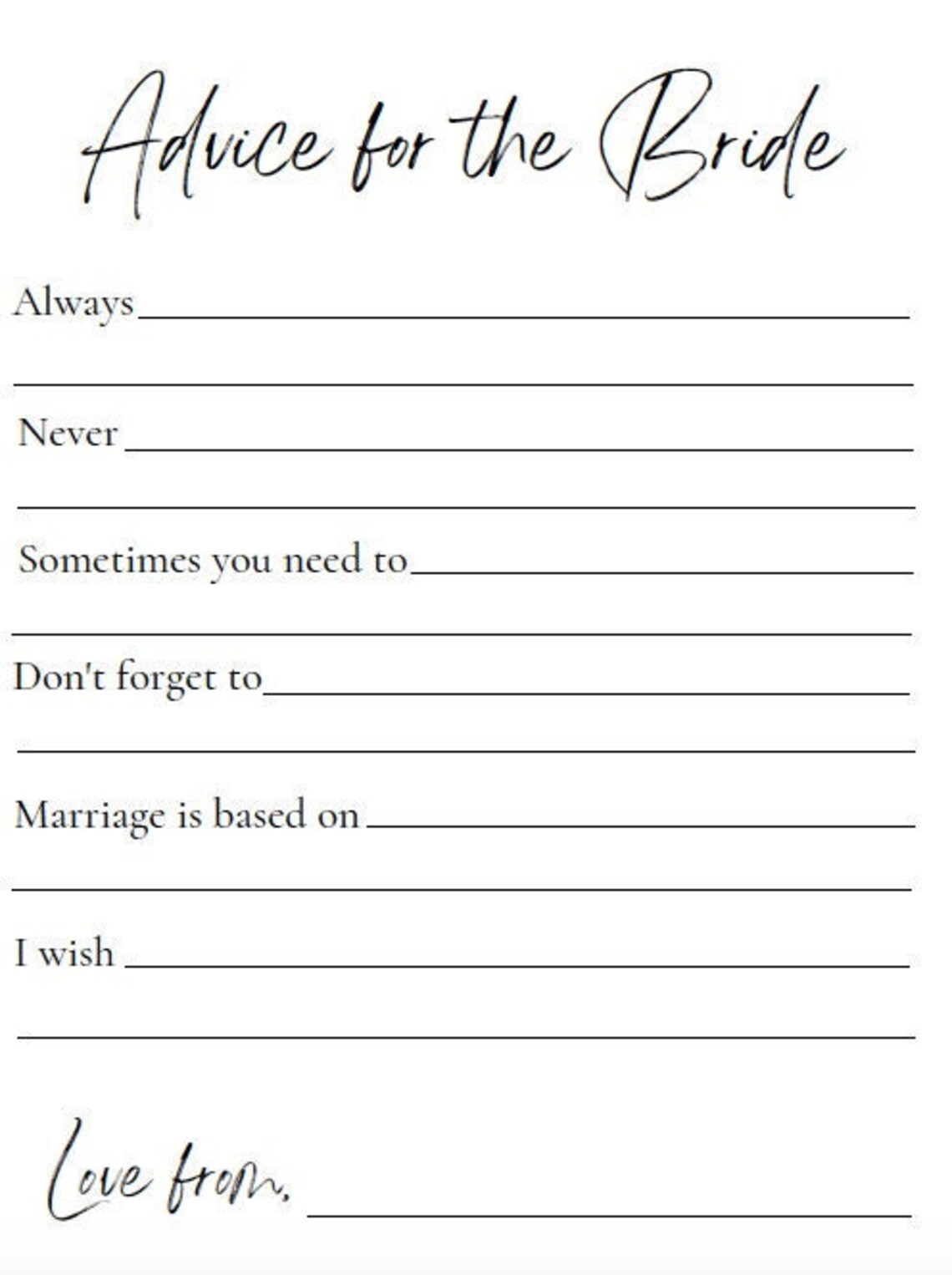 Advice for the Bride - Etsy