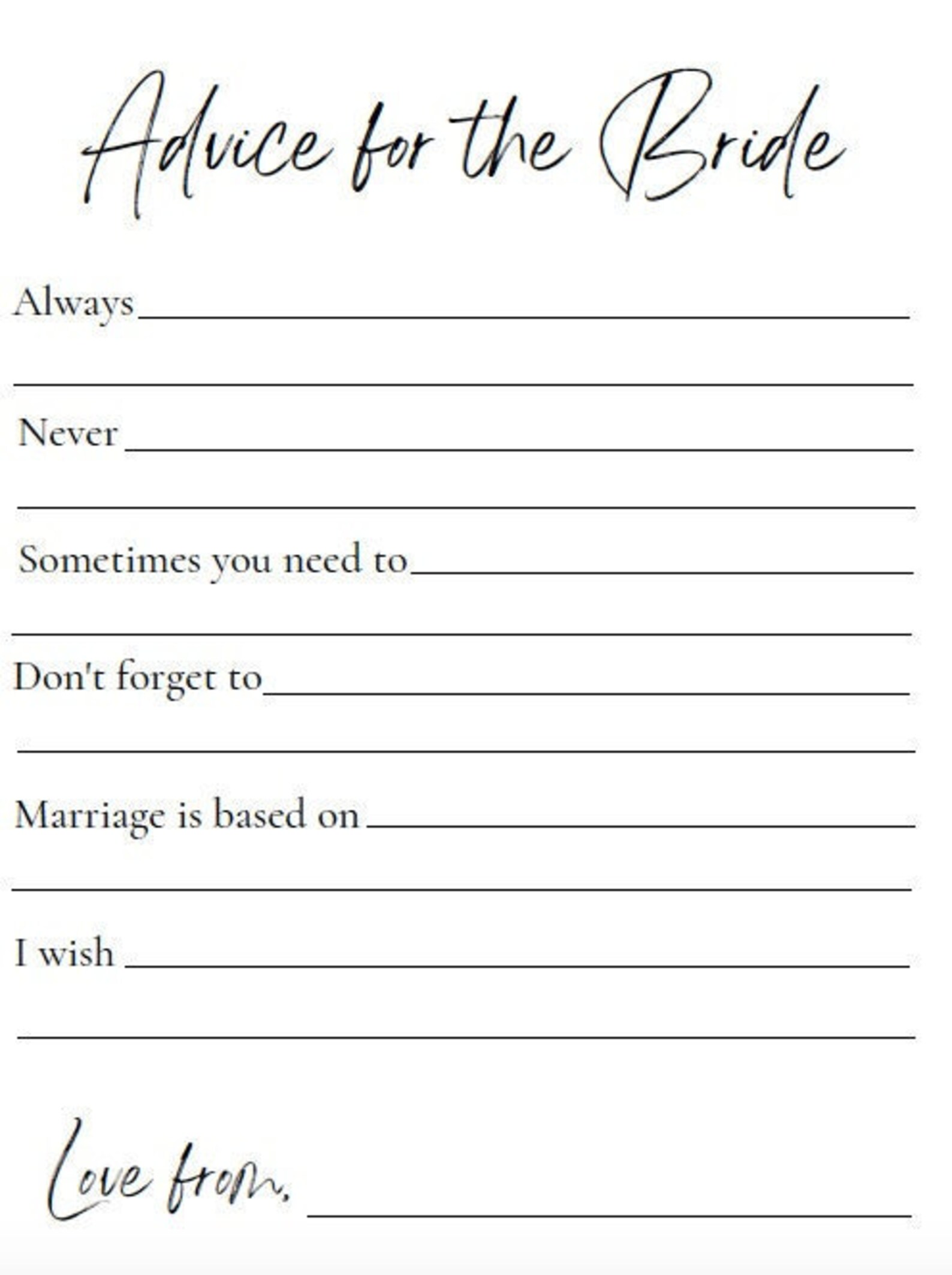 Advice for the Bride - Etsy