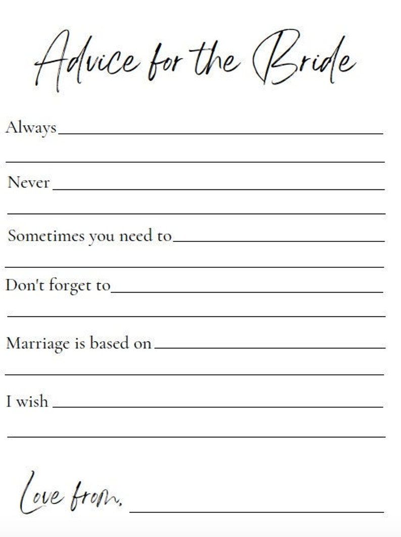 Advice for the Bride - Etsy