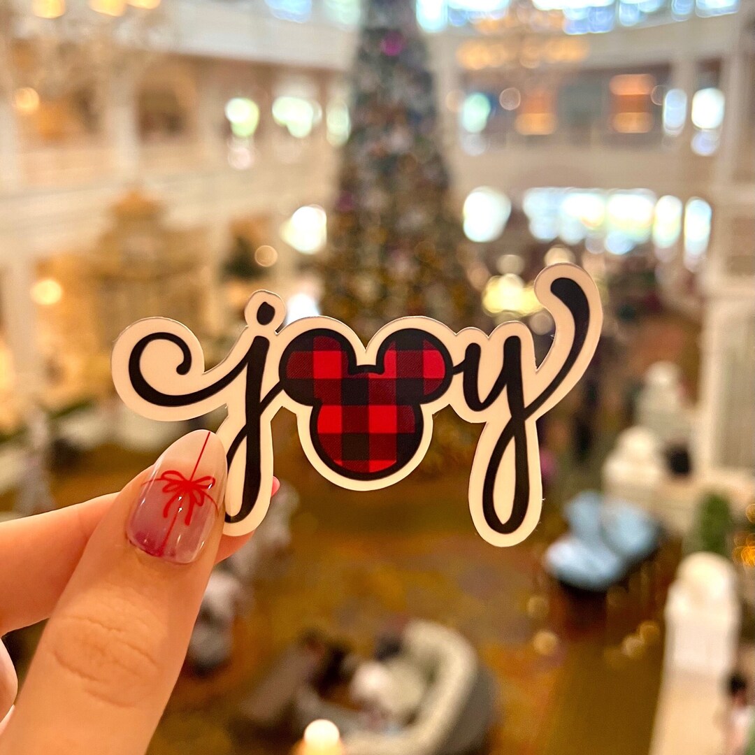 Joy Sticker, Mickey Head Sticker, Mickey Christmas, Sticker, Hydroflask ...