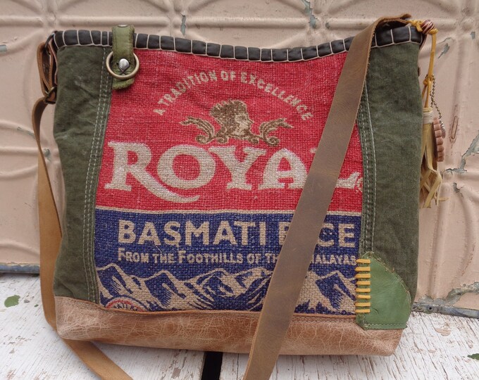 Burlap Sack Tote, Canvas Leather Bag, Army Tote Bag, Royal Rice Bag ...