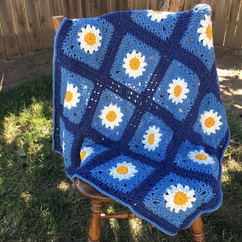 Blue Crochet Blanket - Etsy
