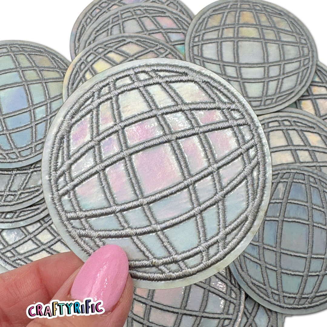 2.5" Disco Ball Patch, Silver Disco Ball Patch, Retro Patch, Dance ...