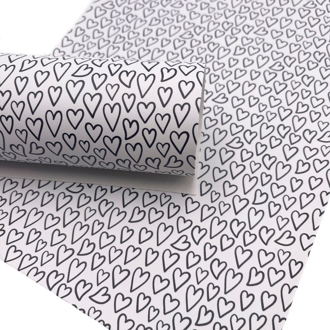 Black and White Hearts Smooth Faux Leather Sheets 8x11 Size - Etsy