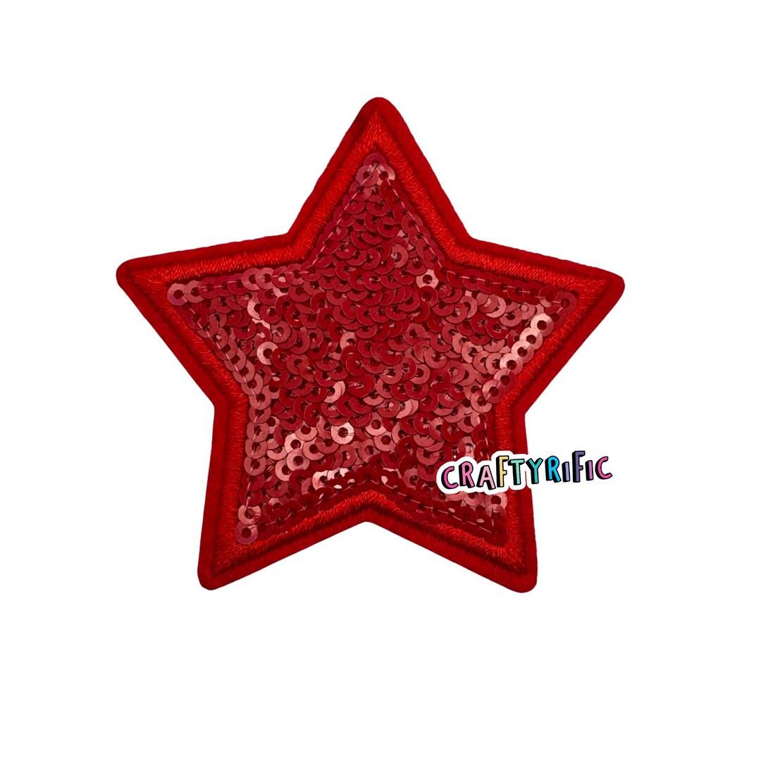 Red Star Patch, Sequin Star Patch, 3" Inch Star Patch, Iron on Patch ...