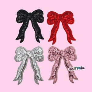 Sequin Side Bow Patch, Iron on Side Bows for Shirts, Sequin Bow Patch, T-shirt Patch, Sold ...