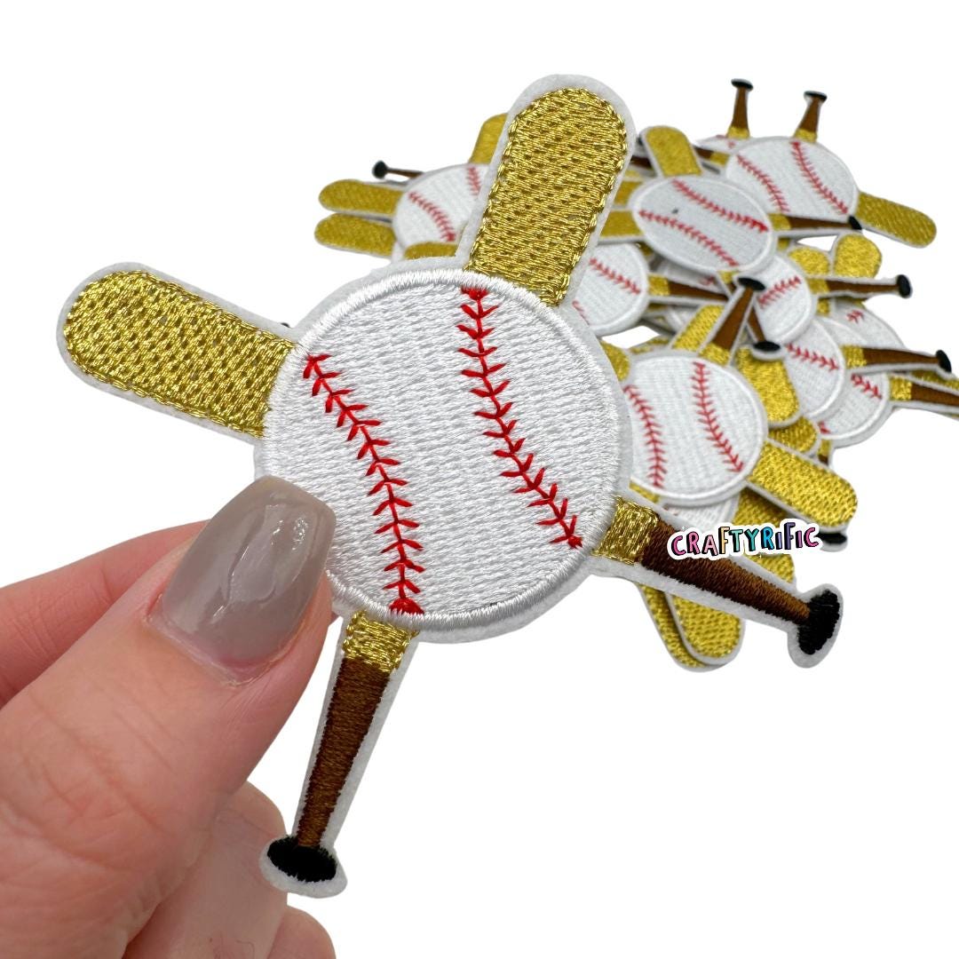 Baseball Patch, Baseball Bat Patch, Embroidered Patch, Hat Patch ...