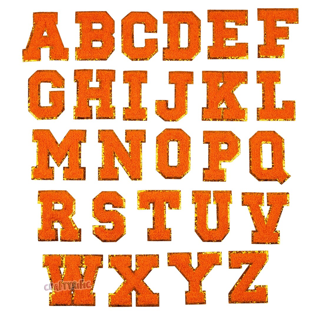 Orange Varsity Letter Patch, 3" Inch Letter Patch, Chenille Letter ...