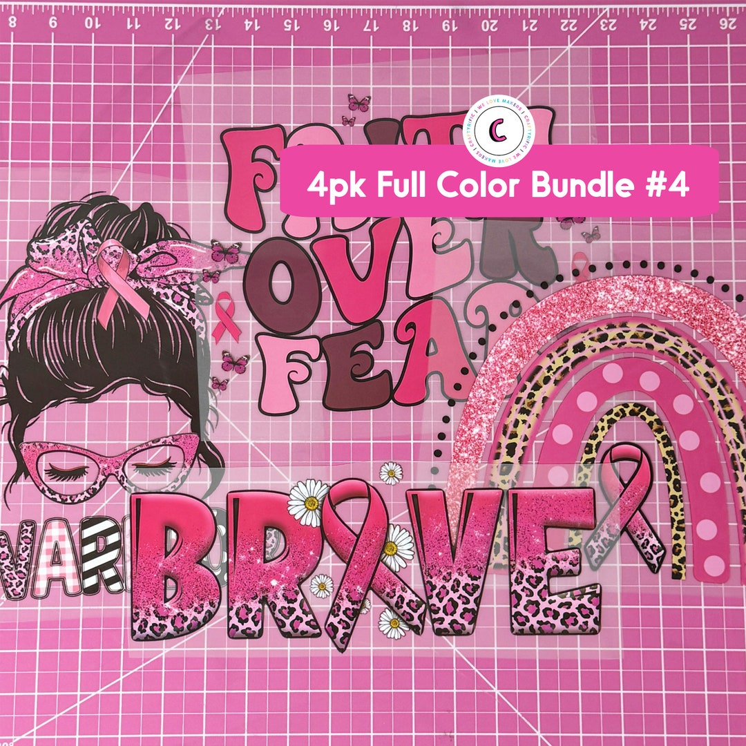 Breast Cancer Awareness Screen Print Transfer Bundle, 4pcs Grab Bag ...