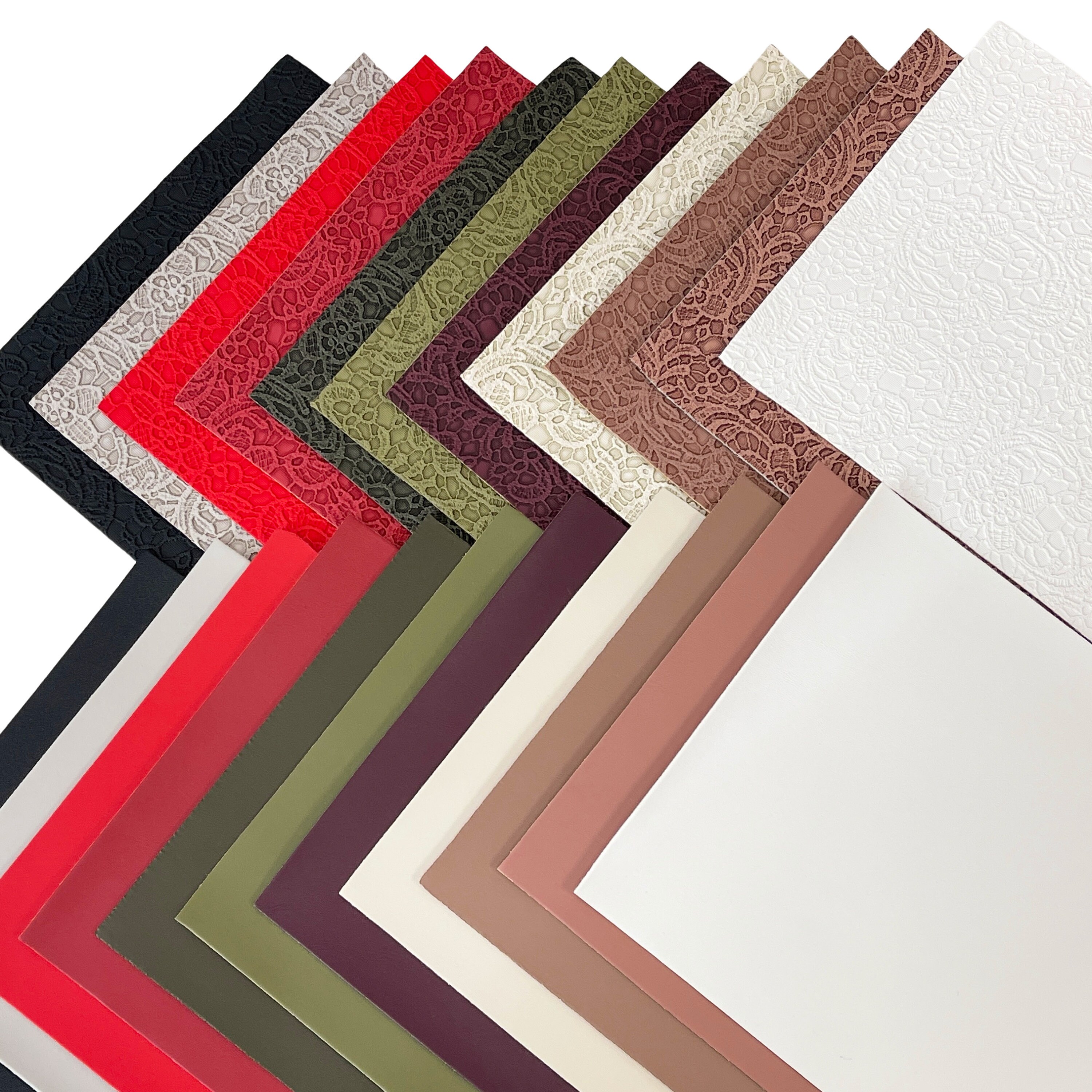 Floral Lace Embossed Faux Leather Sheets and Matching Color Smooth ...