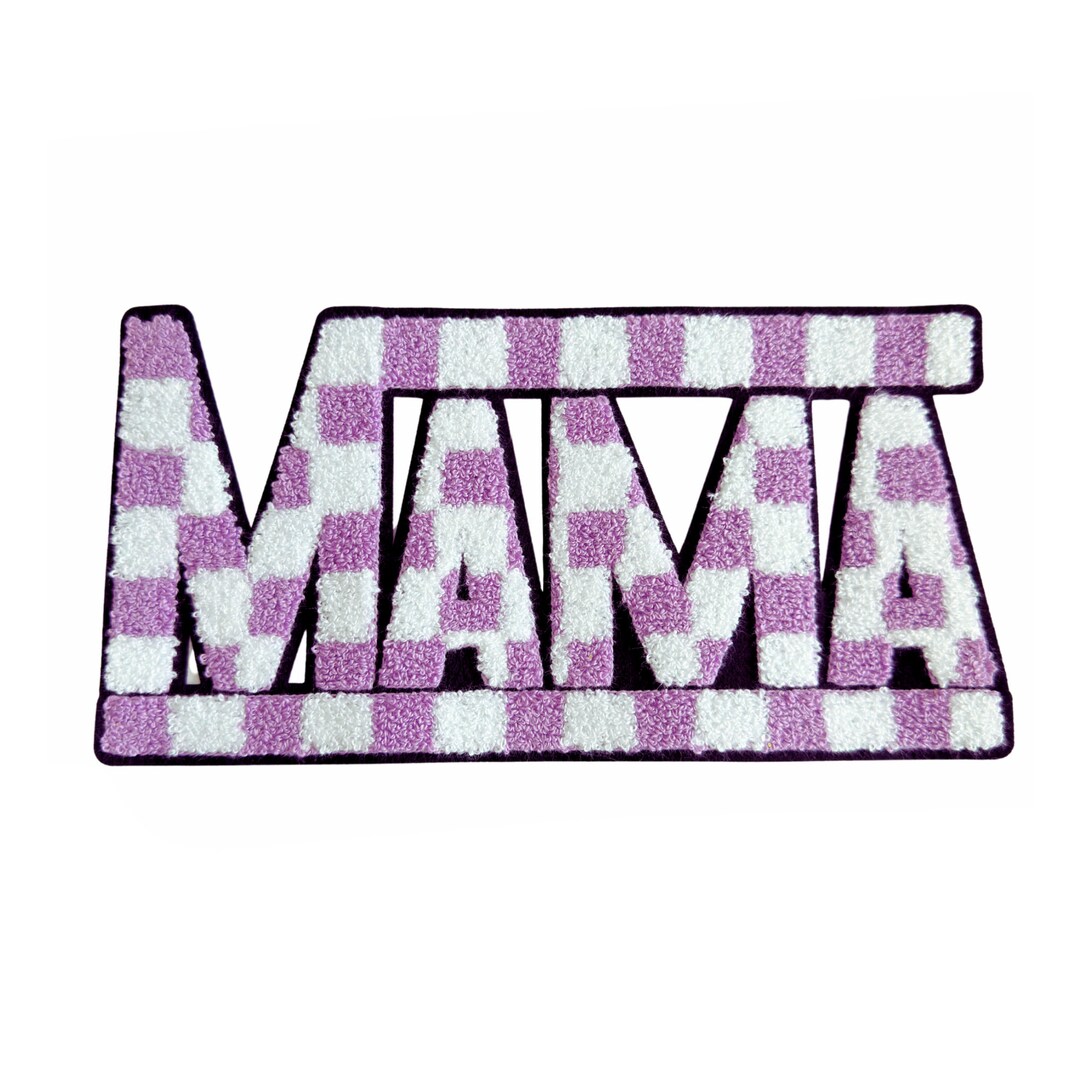 Mama Chenille Patch, Purple Checkered Iron on Patch, T-shirt Patch ...