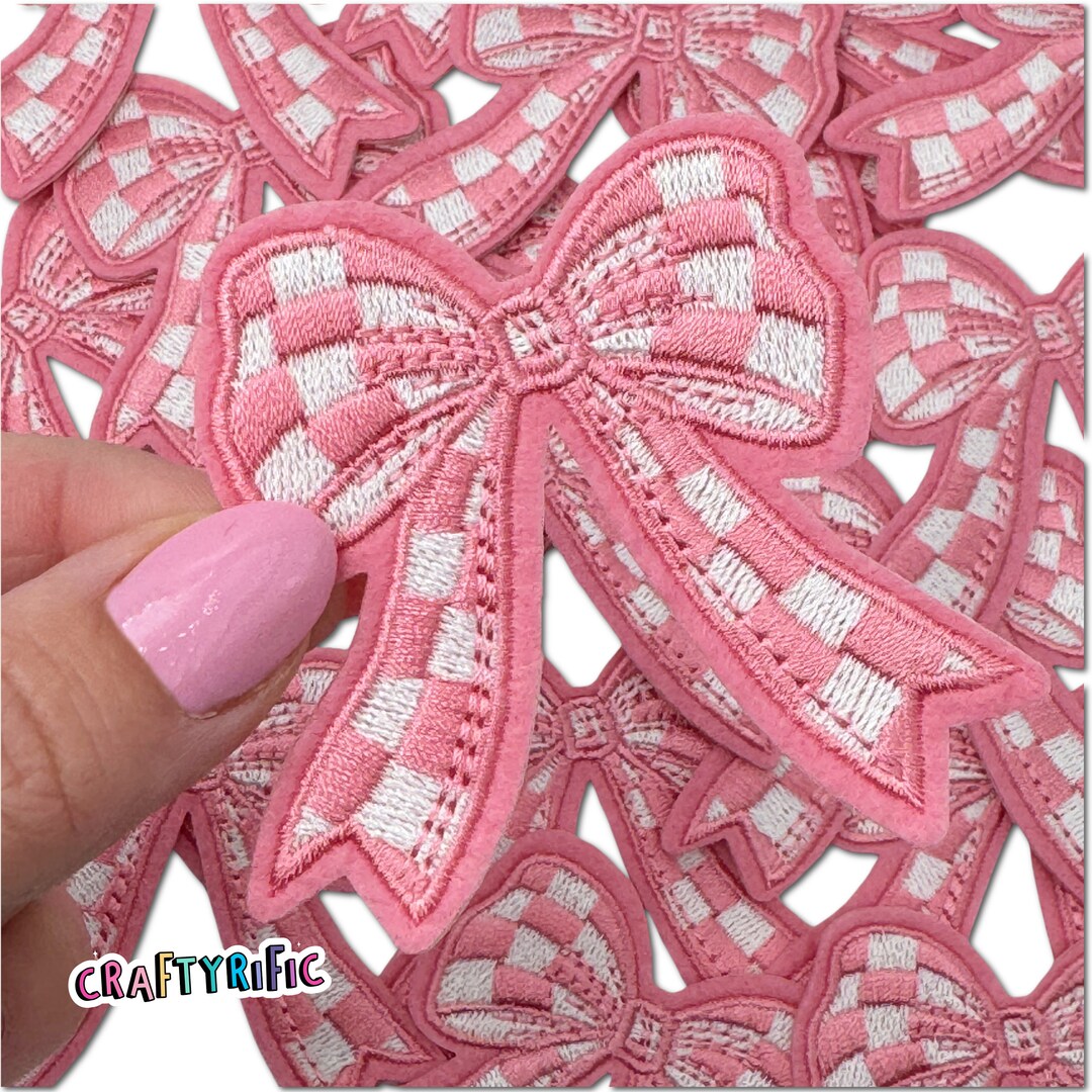 Checkered Pink Bow Patch, Trucker Hat Patches, Cute Patch, Trendy Patch ...